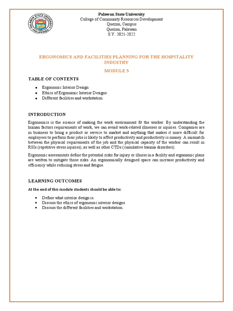 3 Ergonomics and Facilities Planning For The Hospitality Industry ...