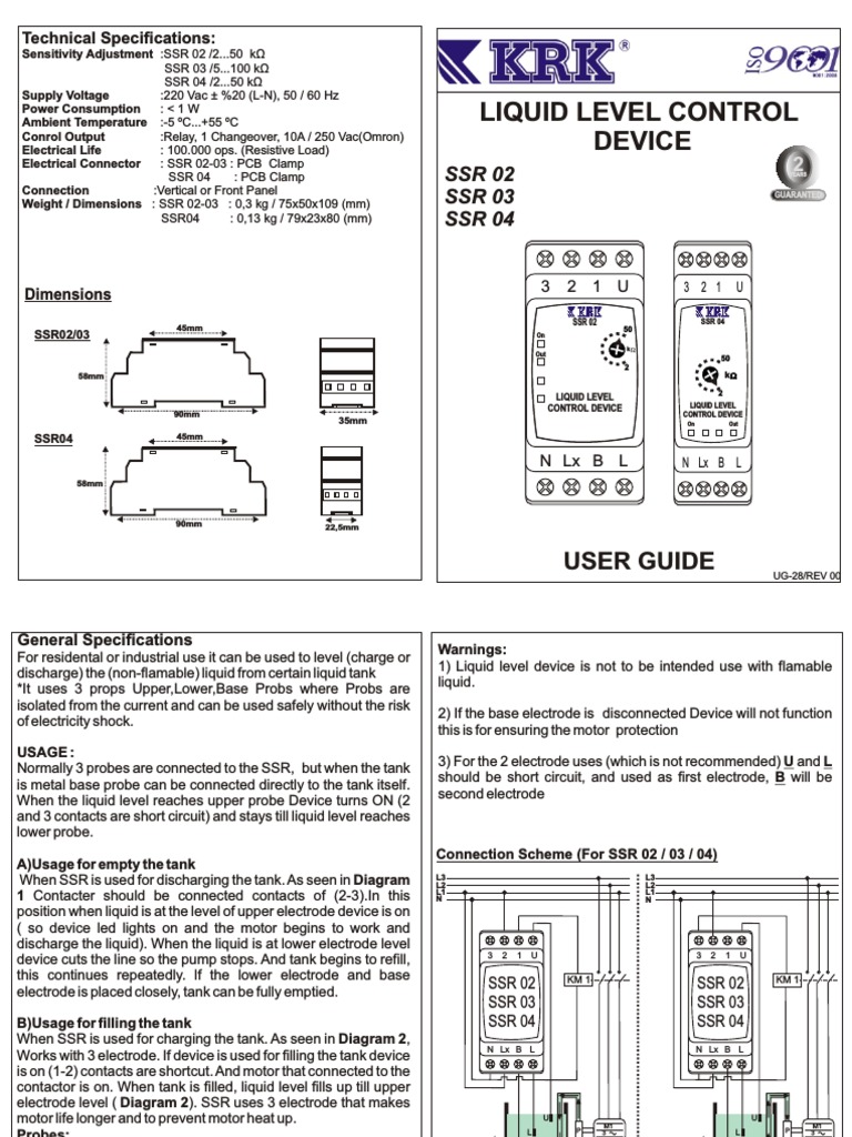 Liquid Level Control Device: SSR 02 SSR 03 SSR 04 | PDF | Electrical ...