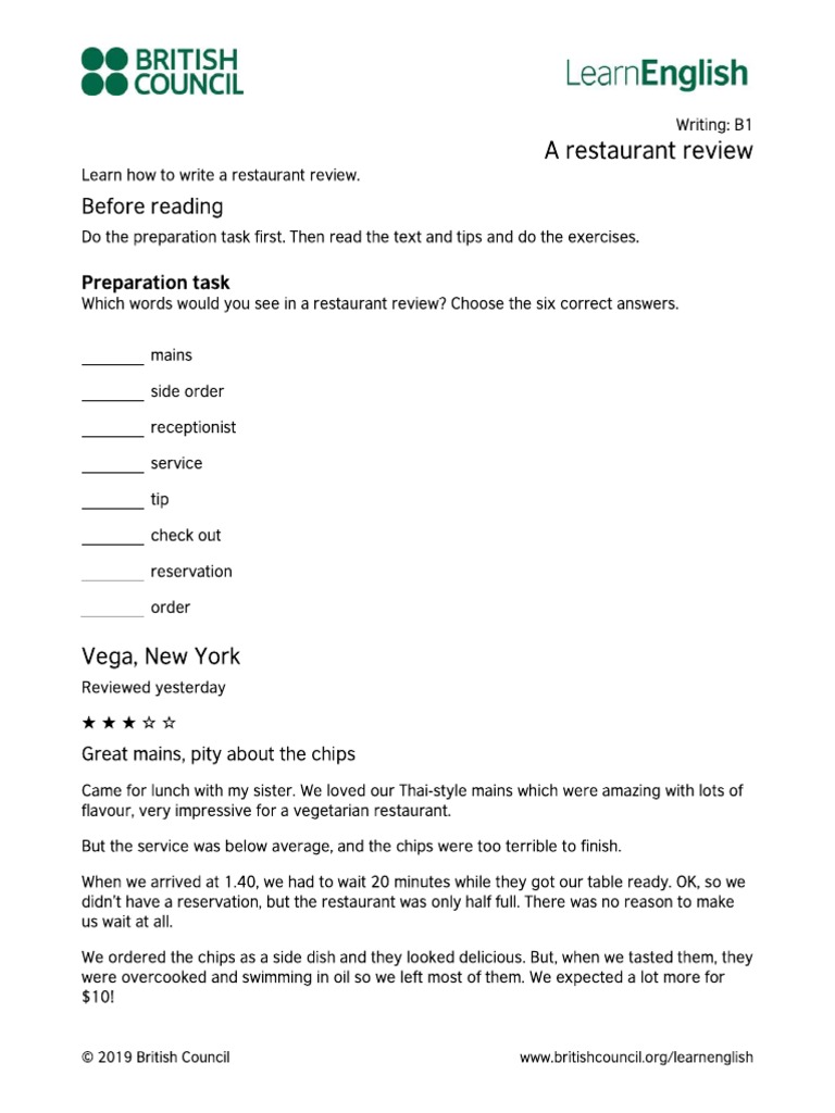 Restaurant Review | PDF