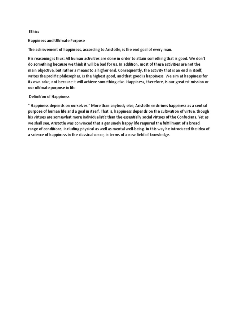 Happiness as Life's Ultimate Purpose | PDF | Philosophy | Self-Improvement