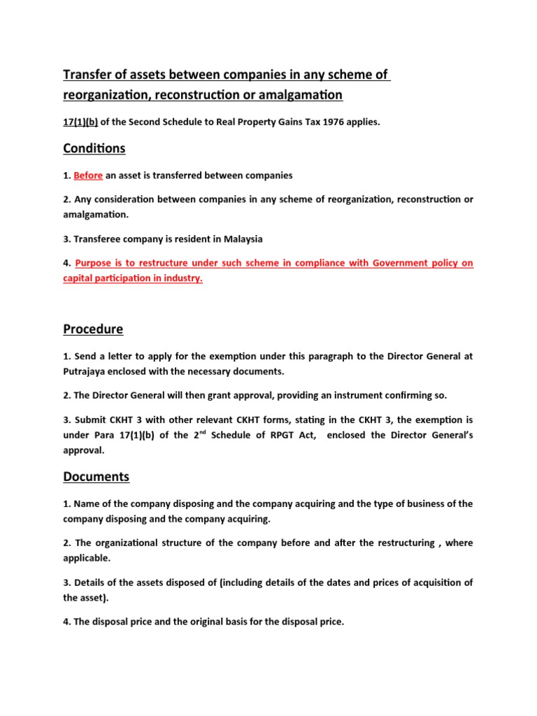 RPGT Exemption For Company Restructuring - CPD | PDF | Consolidation ...