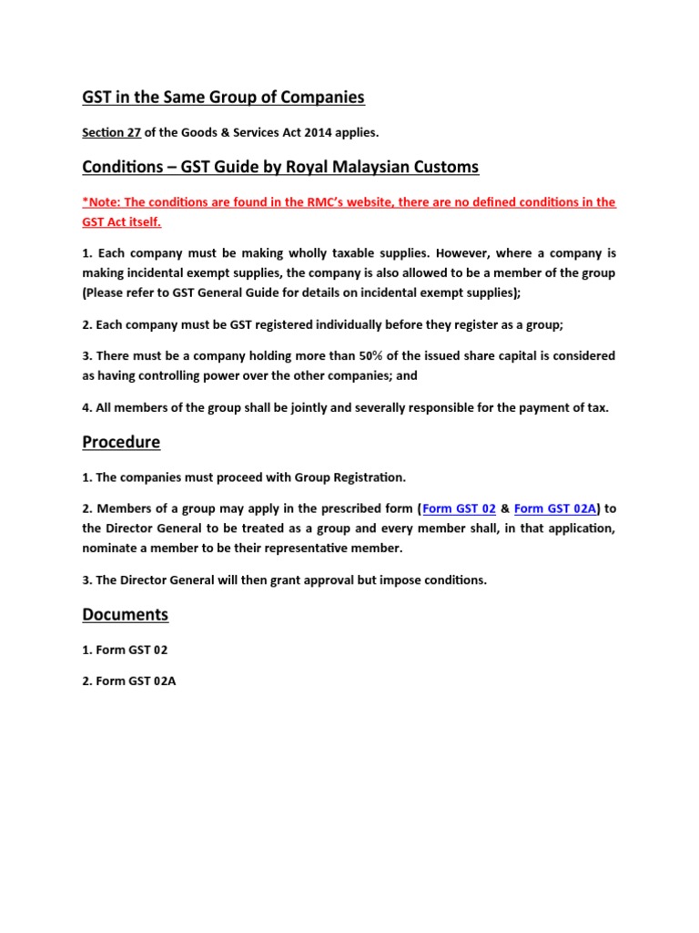 GST Disregarded For Same Group Companies - CPD | PDF