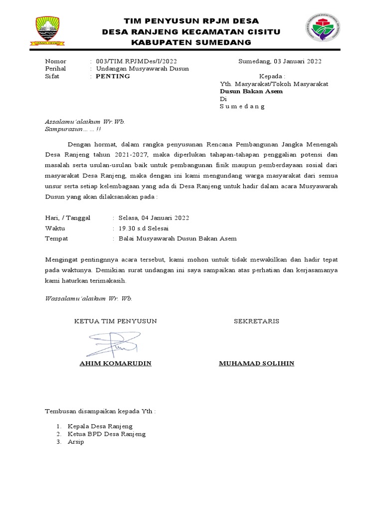 Surat Undangan Musdus | PDF