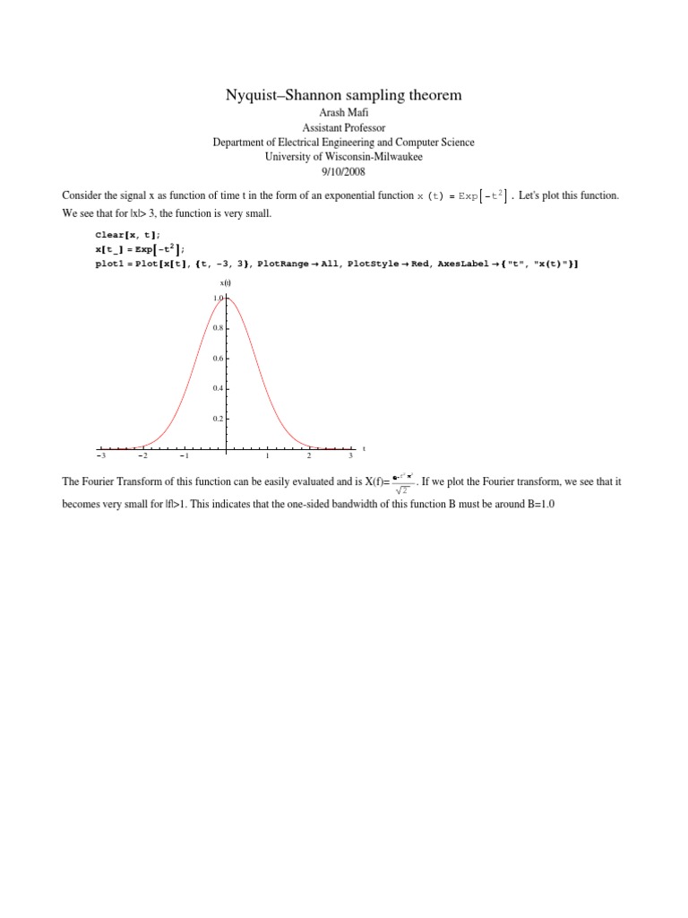 Nyquist Shannon Sampling Theorem | PDF | Sampling (Signal Processing) | Areas Of Computer Science
