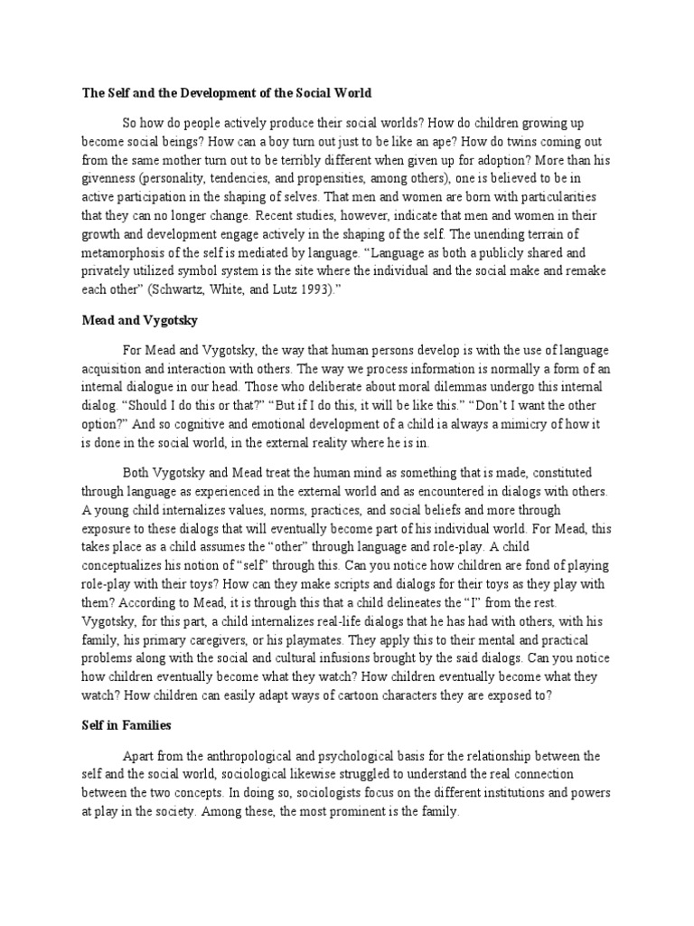 The Self and The Development of The Social World | PDF | Family | Sociology