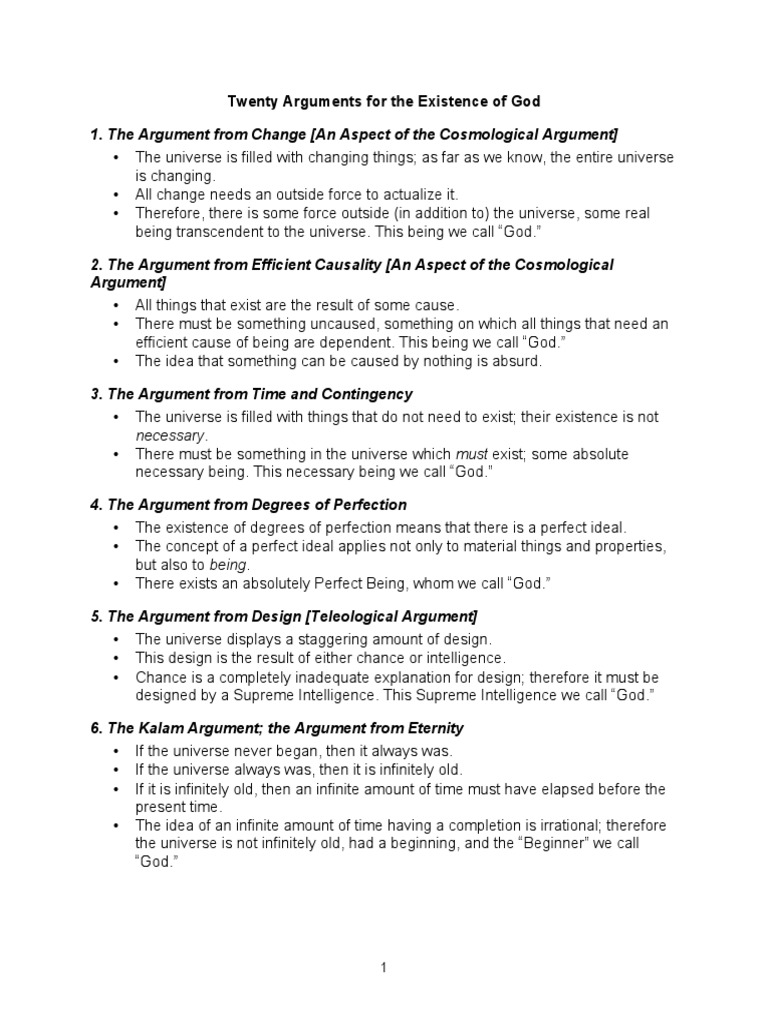 Twenty Arguments for God's Existence | PDF | God | Conscience