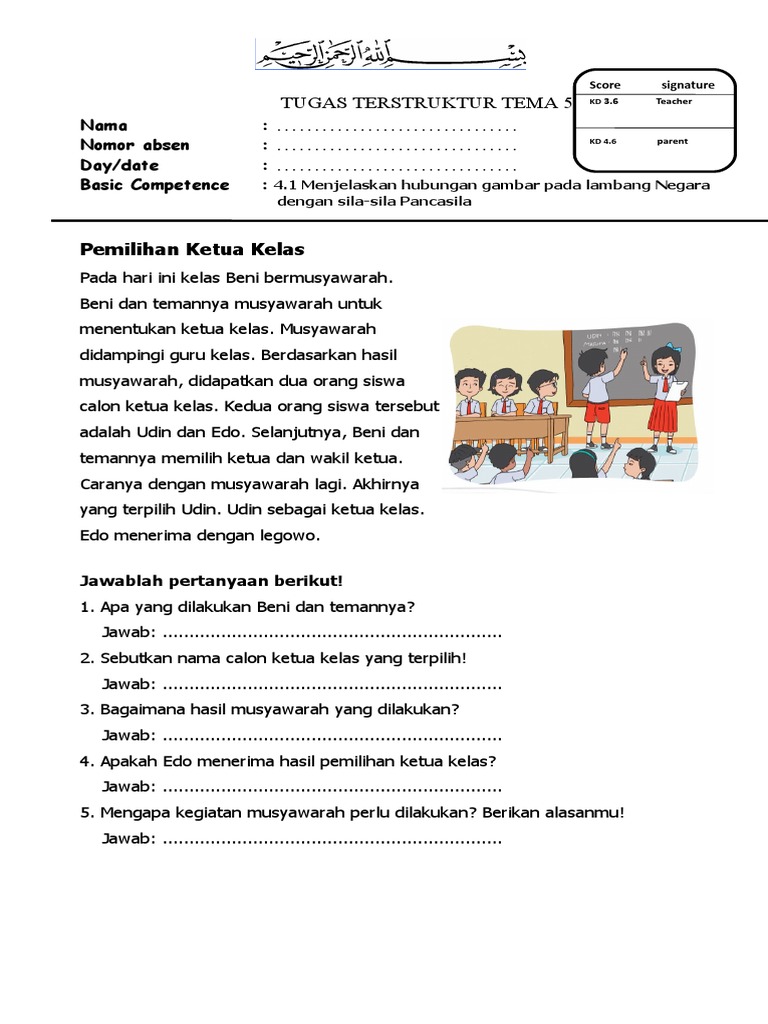 Tugas PKN Tema 5 Musyawarah | PDF