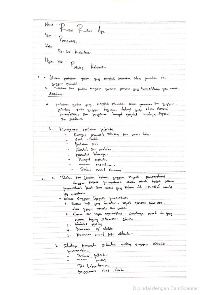 Rani Rahmi Ayu - P102211041 - Ujian Psikologi Kehamilan | PDF