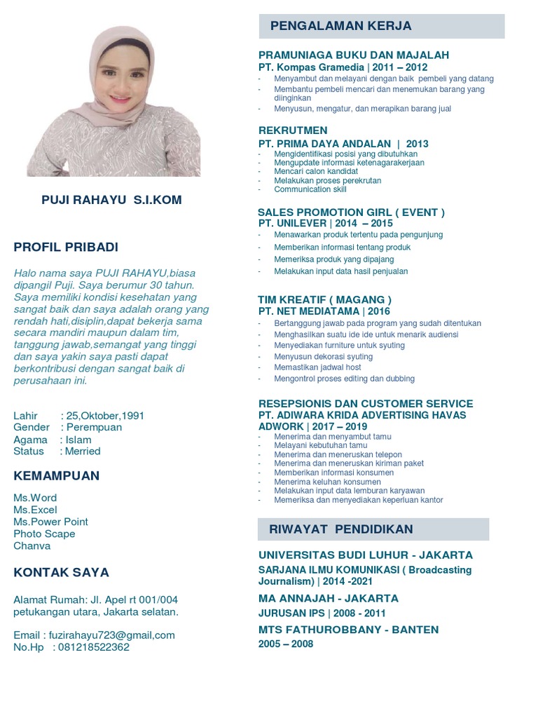 CV Puji Rahayu - Compressed | PDF