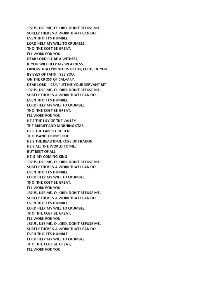 Jesus Use Me | PDF | Jesus | Religious Behaviour And Experience