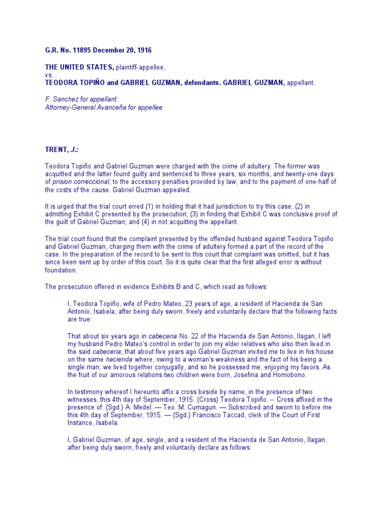 Philippine Supreme Court Rules on Adultery Case | PDF | Adultery ...