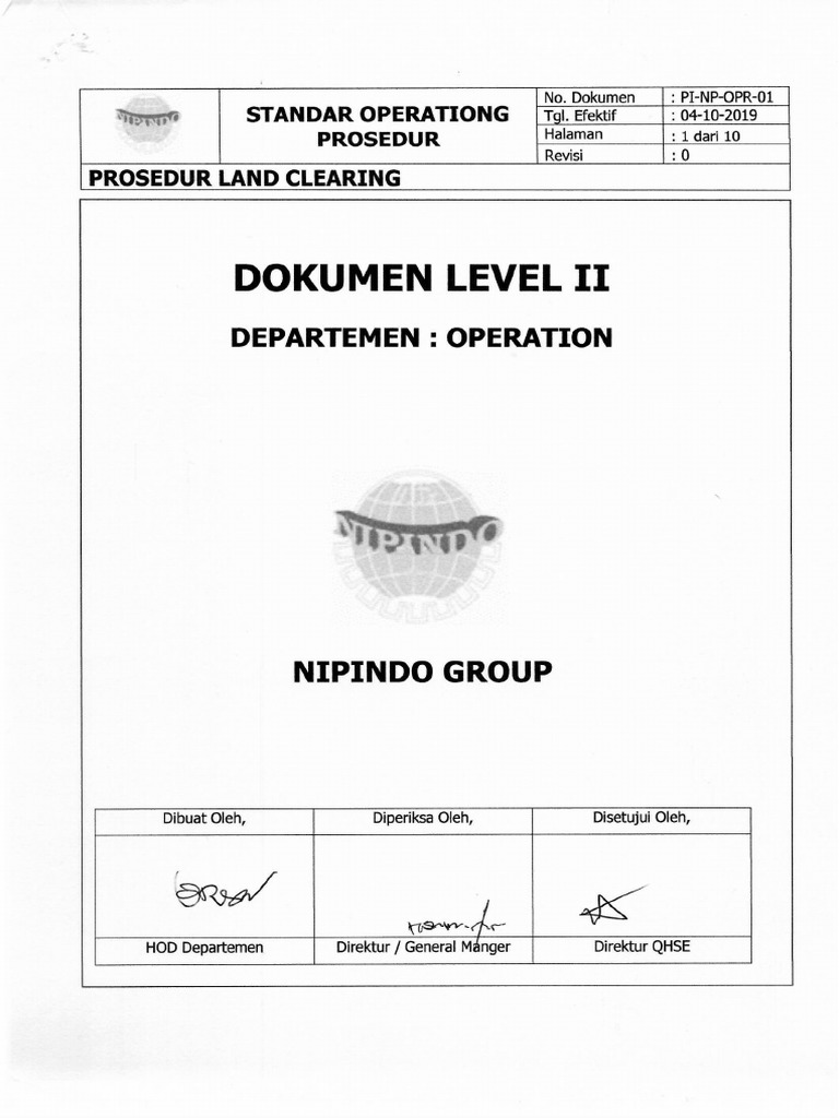 PI-NP-OPR-01 Prosedur Land Clearing | PDF