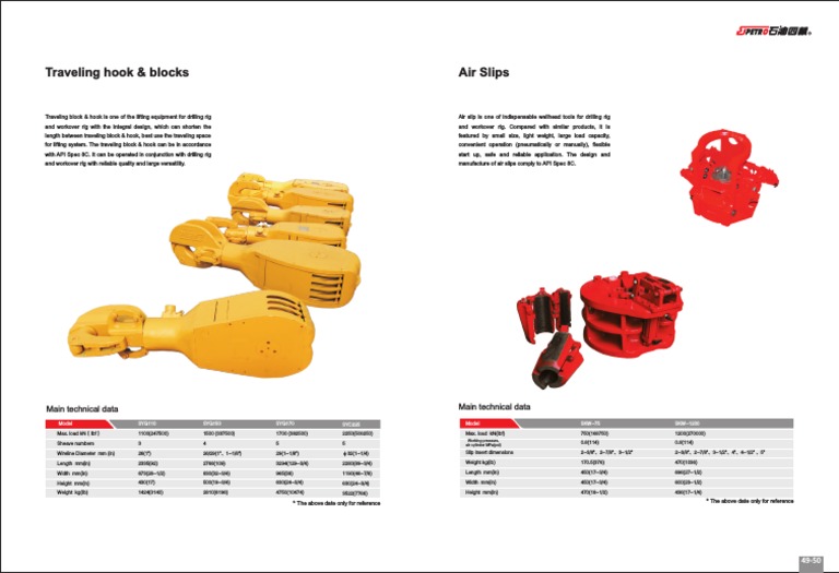 Air Slips Traveling Hook & Blocks: Main Technical Data Main Technical ...
