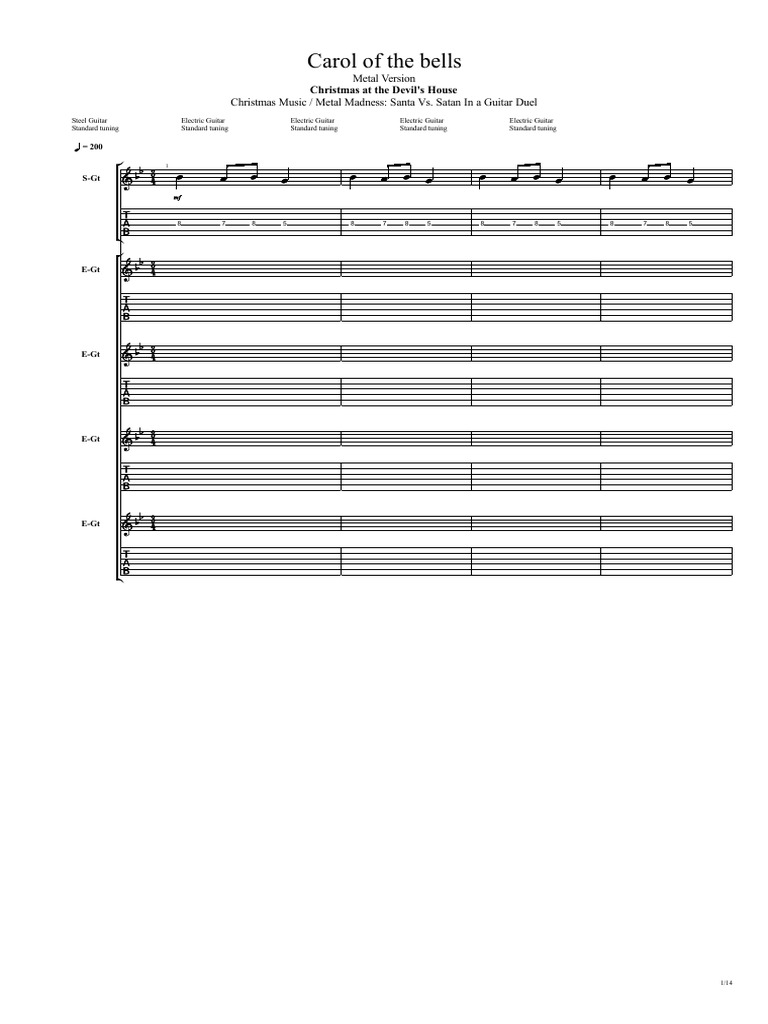 Metal Guitar Sheet Music: Carol of Bells | PDF | Guitars | Guitar ...