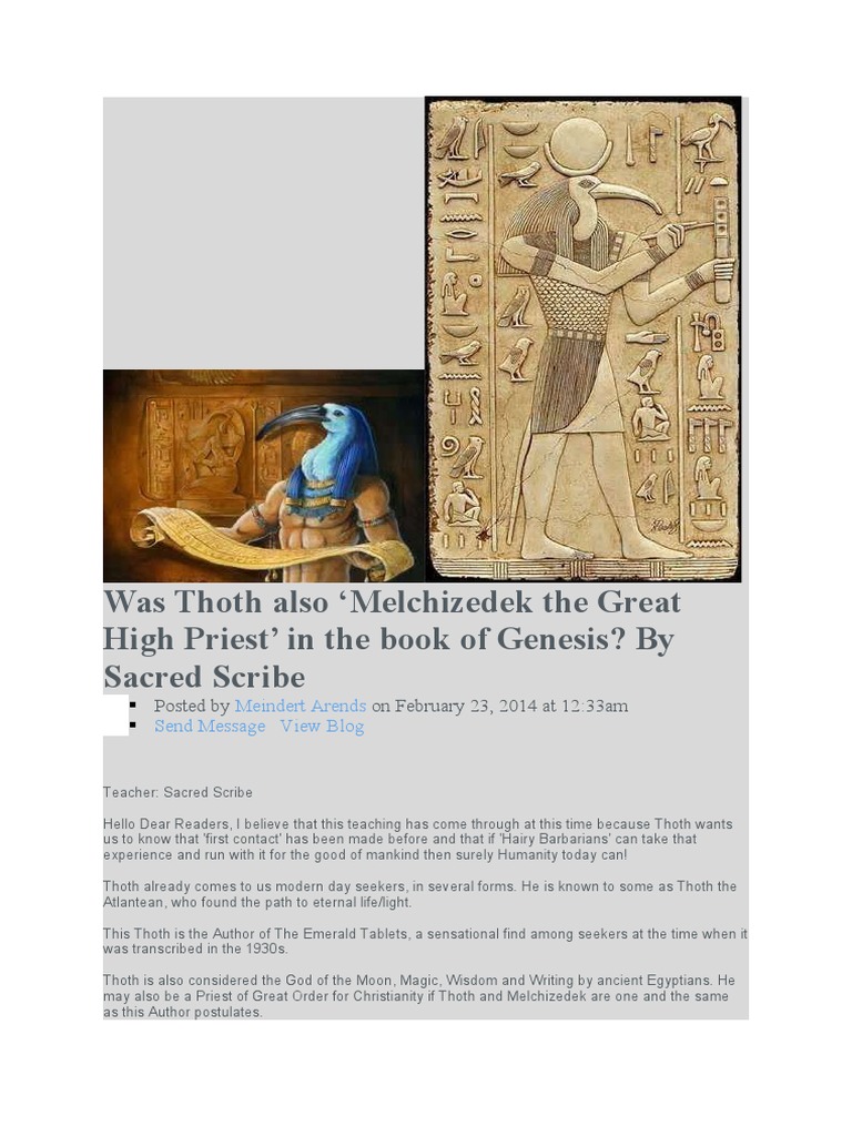 Was Thoth Also Melchizedek The Great High Priest' in The Book of ...