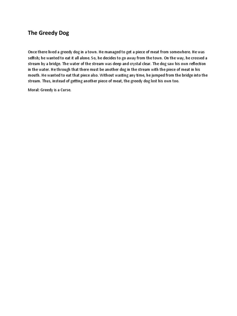 The Greedy Dog: A Cautionary Tale | PDF