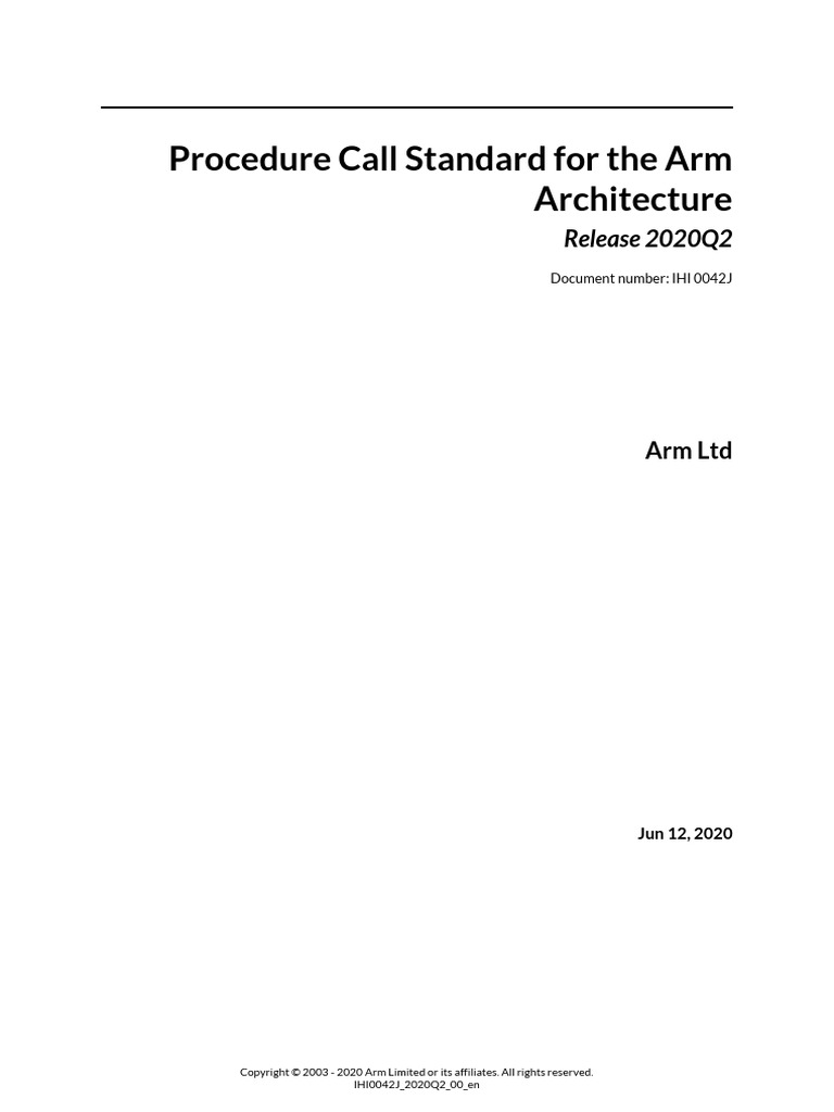 Procedure Call Standard For The Arm Architecture: Release 2020Q2 ...