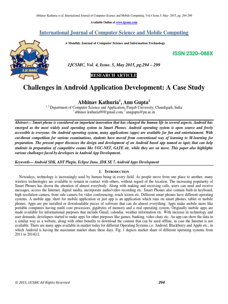 Challenges in Android Application Development: A Case Study | PDF ...