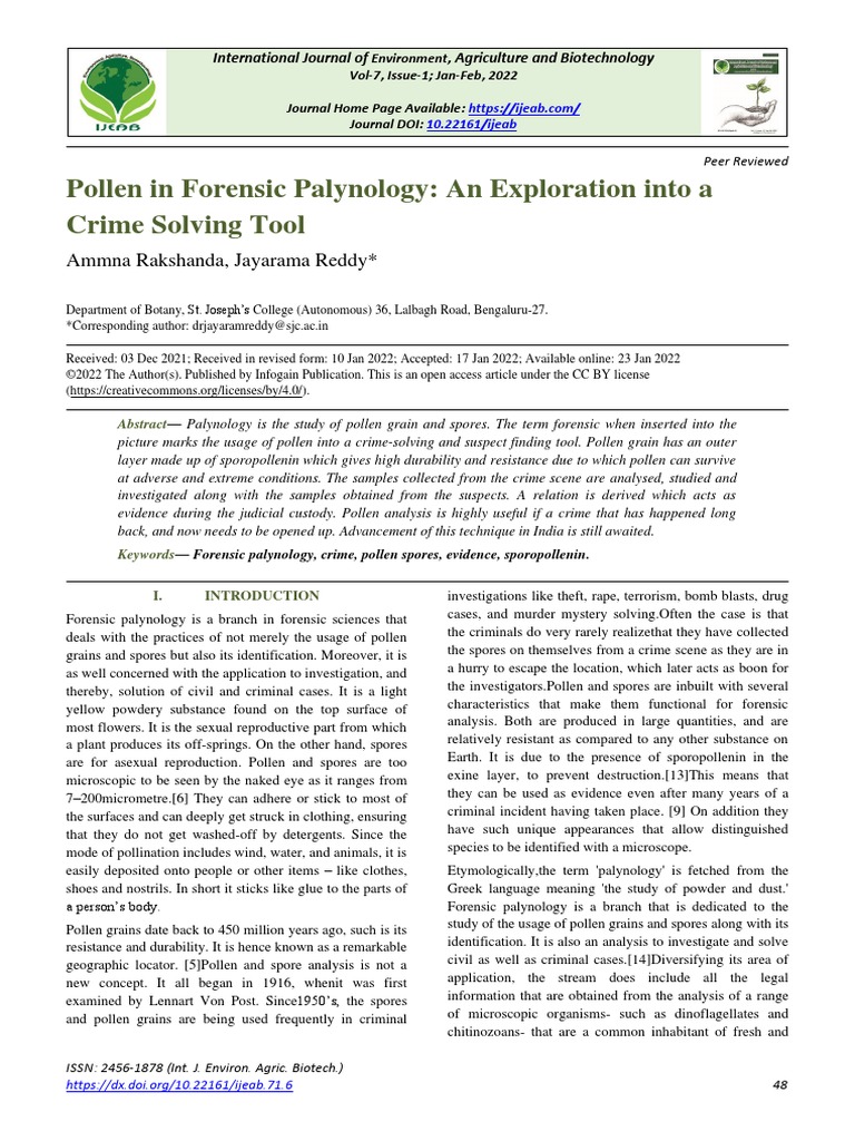 Pollen in Forensic Palynology: An Exploration Into A Crime Solving Tool ...
