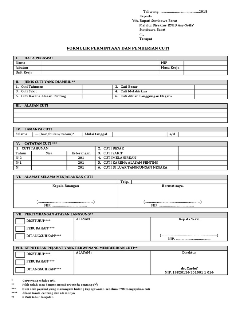 Form Cuti Terbaru | PDF