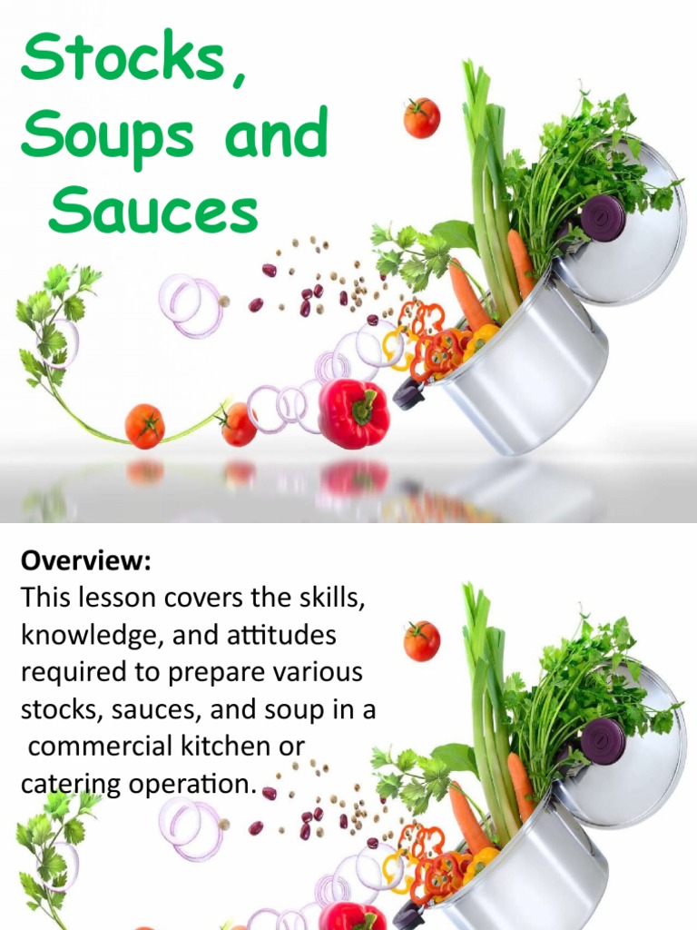 Stocks Soups and Sauces | PDF | Stock (Food) | Soup