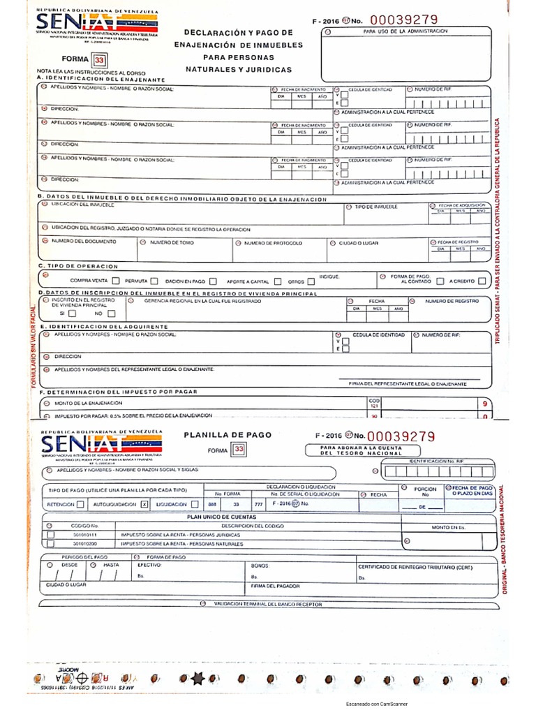 Planilla Forma 33 | PDF