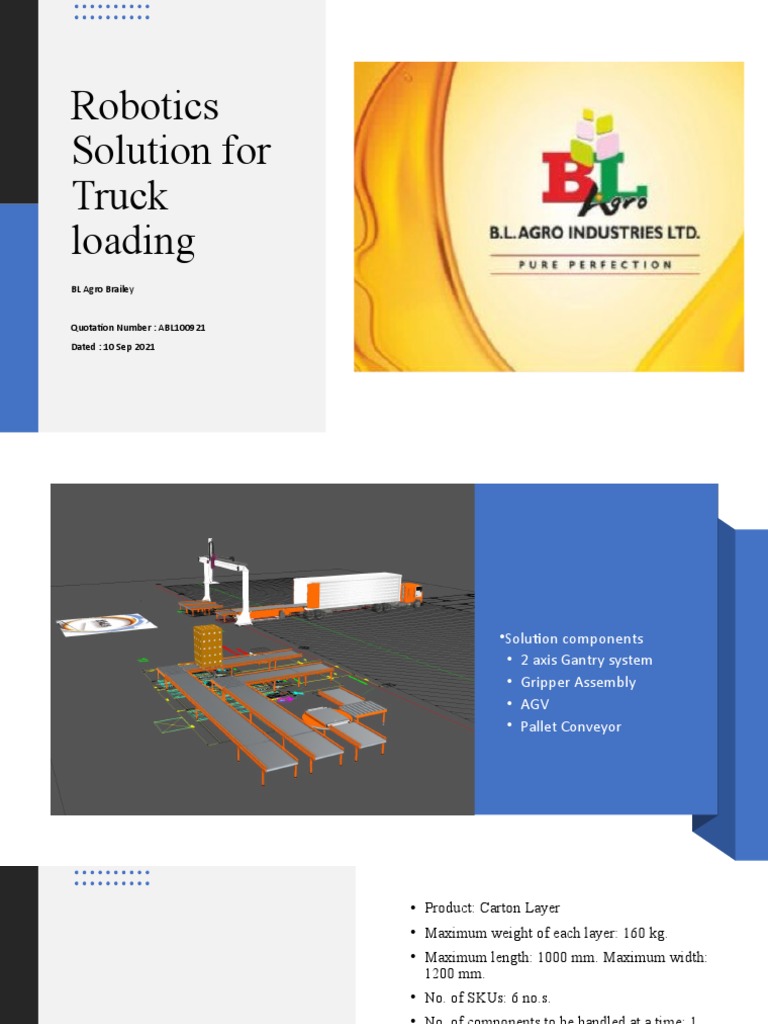 Robotics Solution For Truck Loading | PDF | Electric Motor | Bearing ...