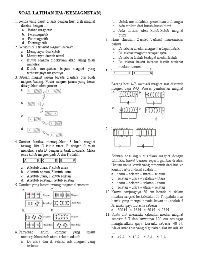 Soal Ipa 9 SMP Kemagnetan | PDF | Teknologi & Rekayasa