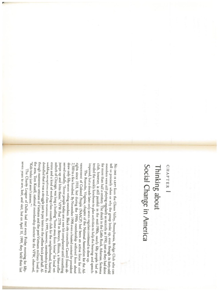 Robert Putnam Bowling Alone Chapter 1 | PDF