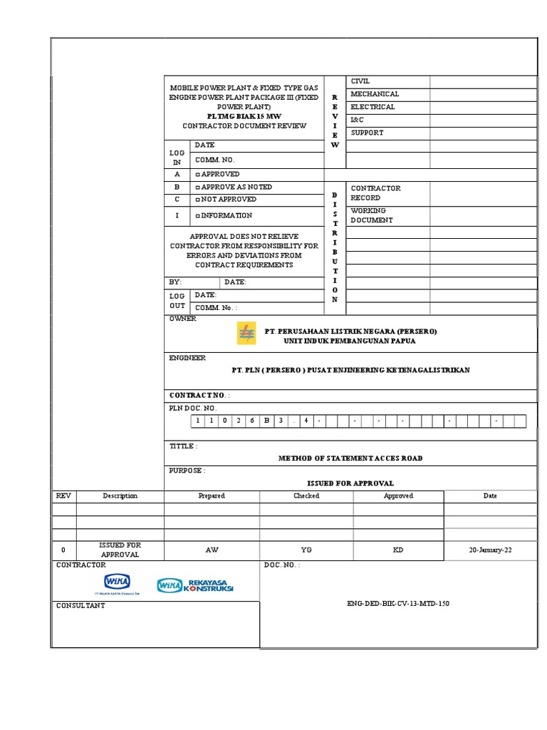 Access Road Method Statement for PLTMG | PDF