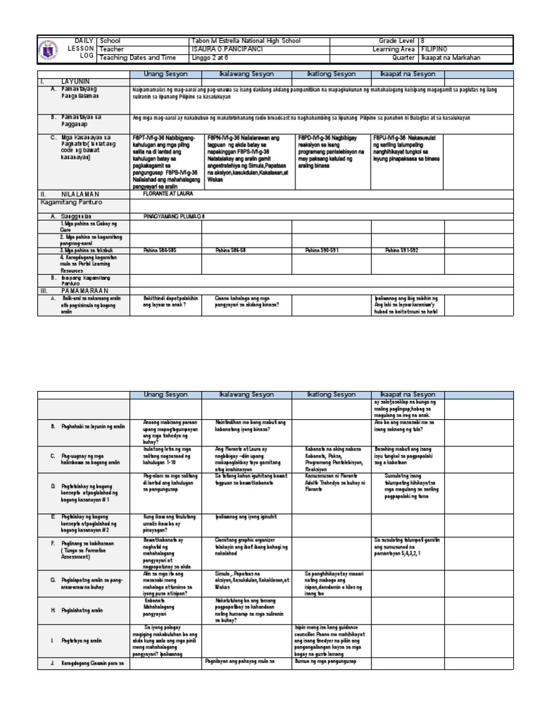 4th Quarter - Fil 8 - DLL-W2 | PDF