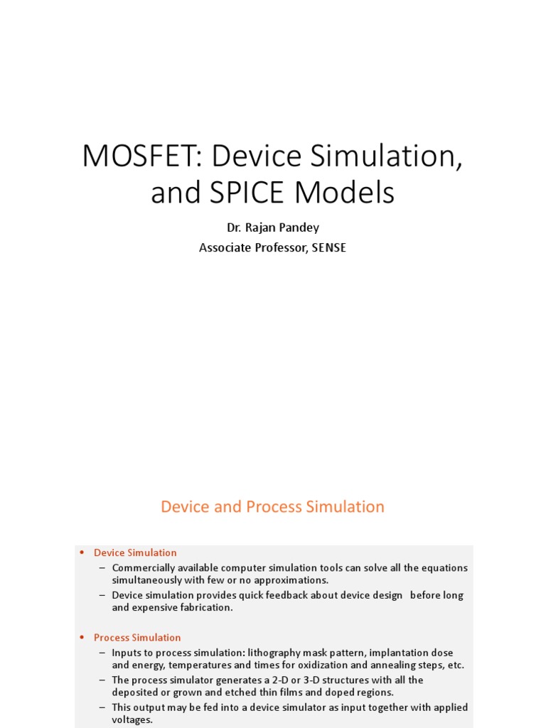 An Overview of MOSFET Device and SPICE Modeling | PDF | Spice | Mosfet