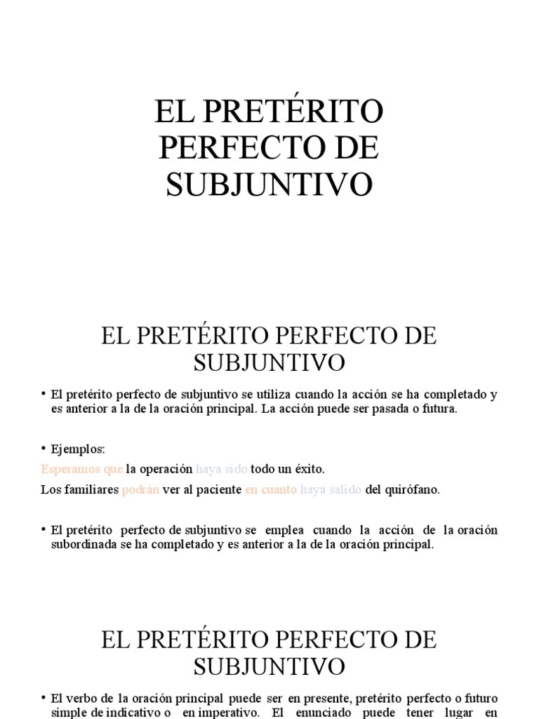 El Pretérito Perfecto de Subjuntivo | PDF | Verbo | Tipología Lingüística