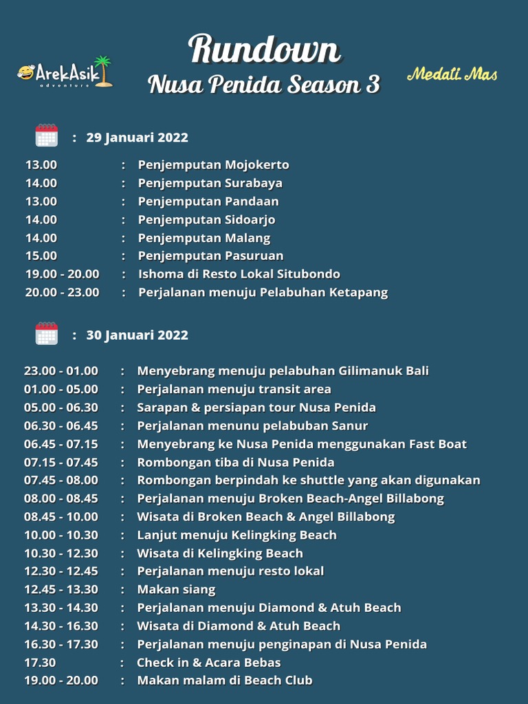 Rundown Tour Nusa Penida 2022 | PDF