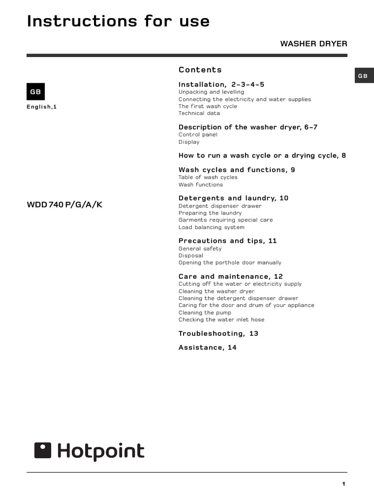 Instructions for use WASHER DRYER | PDF | Washing Machine | Ac Power ...