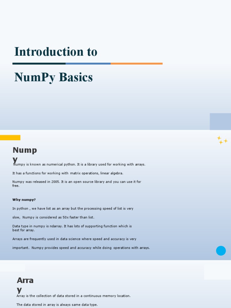Numpy Basics Introduction To | PDF | Matrix (Mathematics) | Chart