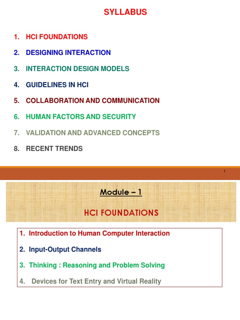 HCI Foundations Syllabus | PDF | Human–Computer Interaction | Senses