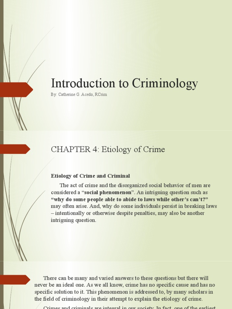 Introduction To Criminology: By: Catherine G. Acedo, Rcrim | PDF ...