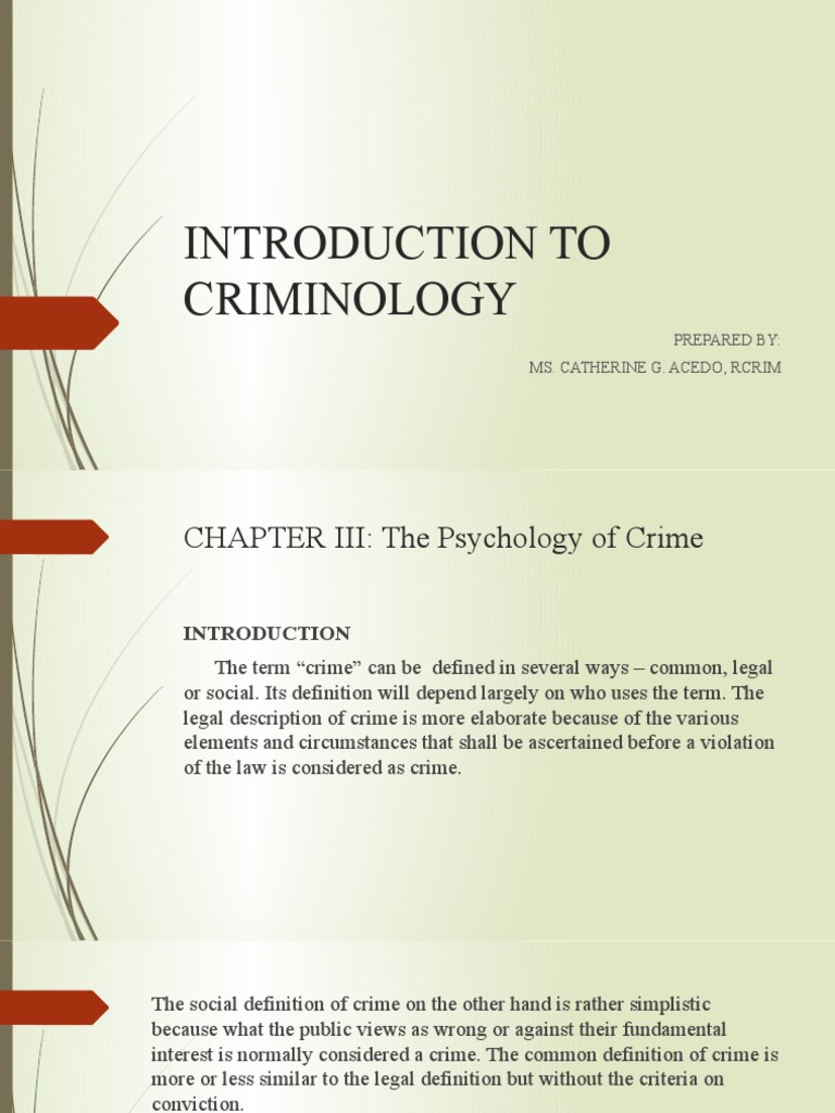 Understanding Crime: Definitions & Psychology | PDF | Felony | Crime ...