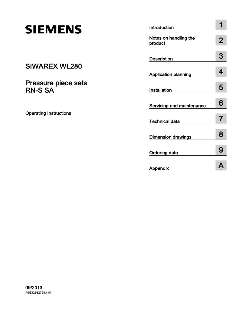 SIWAREX WL280 Pressure Piece Sets RN-S SA | PDF | Power Supply | Safety