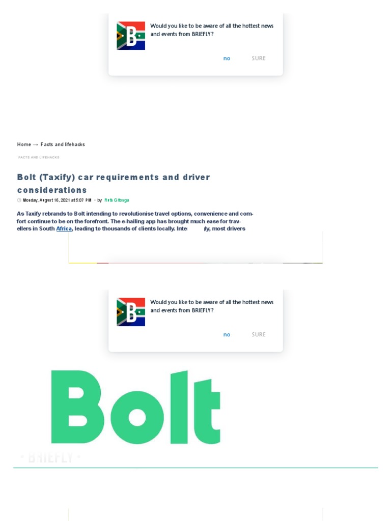 Bolt Driver and Car Requirements SA | PDF | Vehicle Insurance | Transport