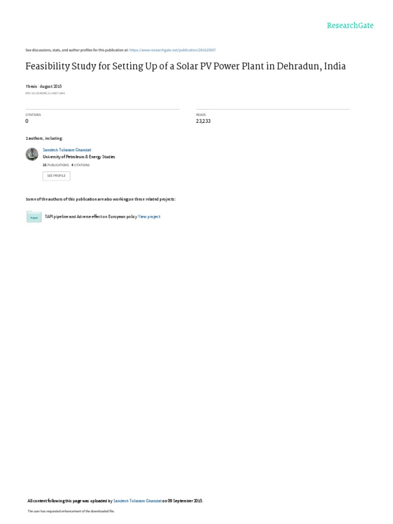 Feasibility Study For Setting Up of A Solar PV Power Plant in Dehradun ...