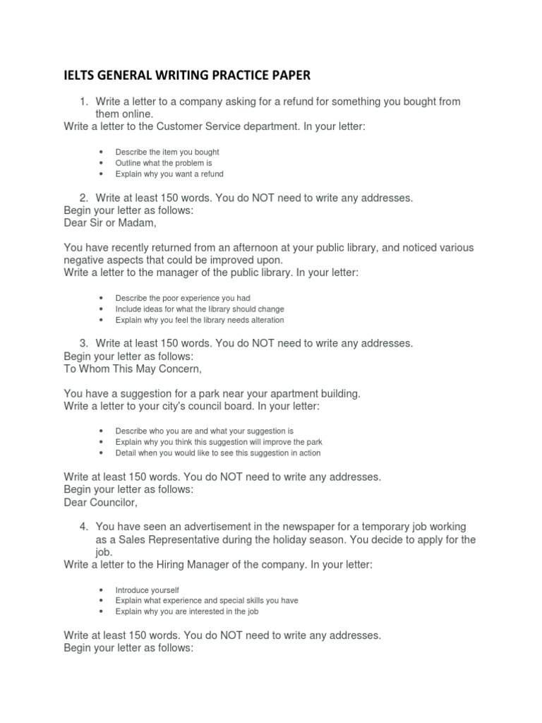 1619788340IELTS General Writing Task 1 Practice Paper 5 | PDF