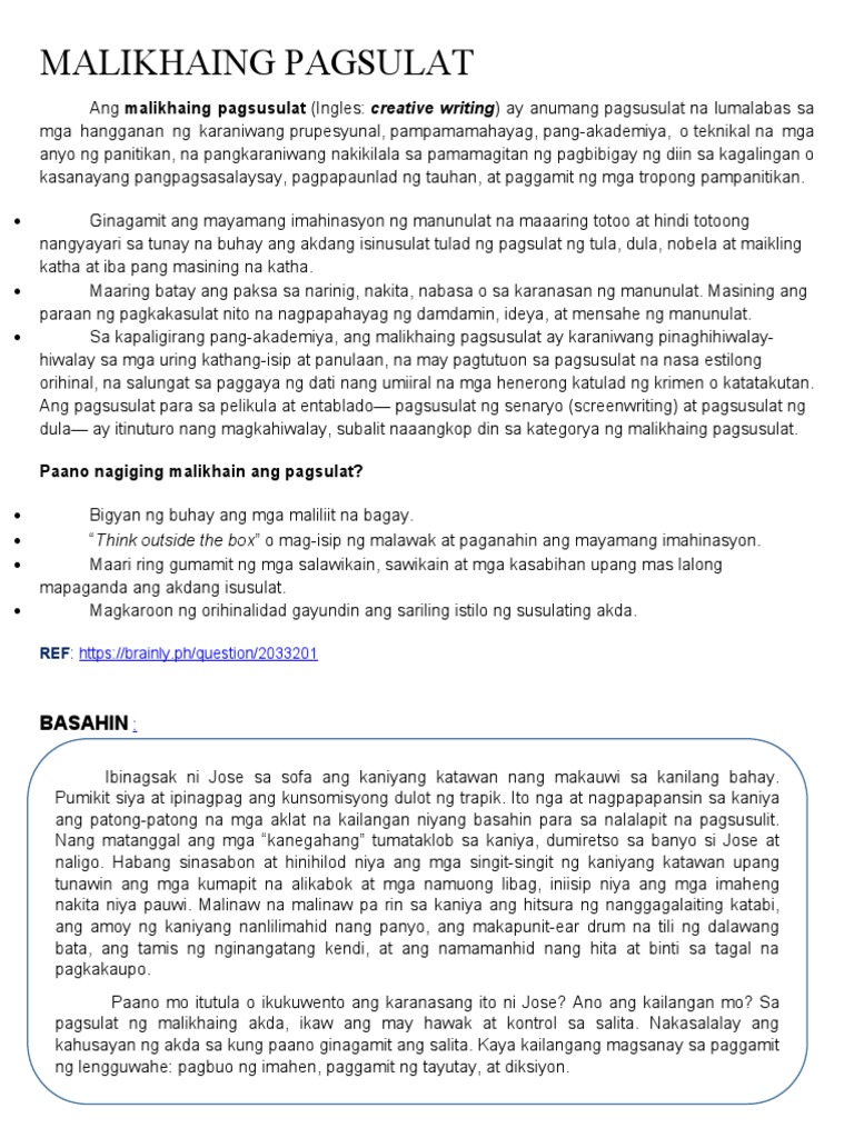 Malikhaing Pagsulat | PDF