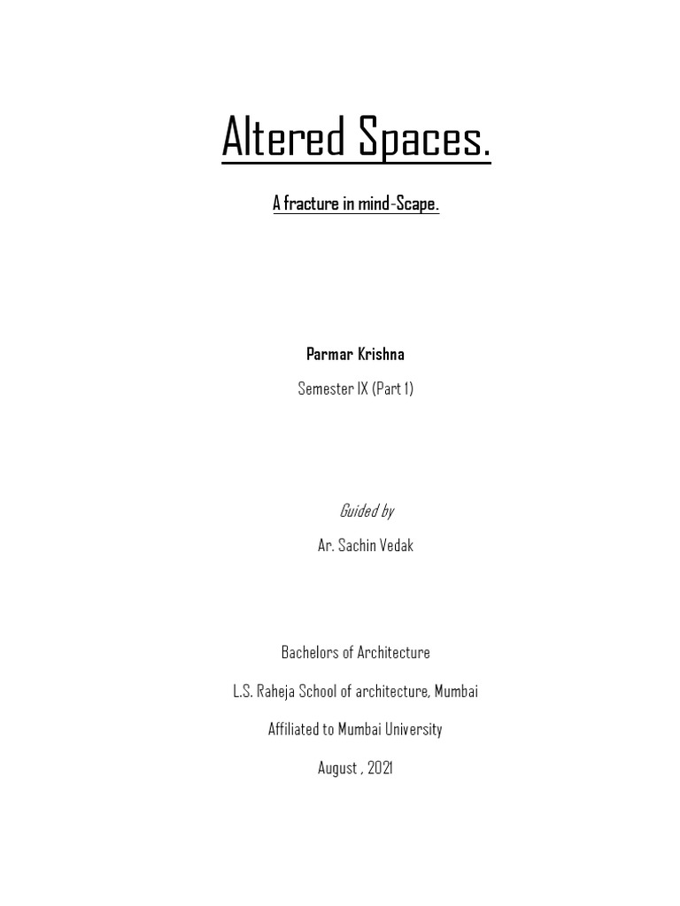 Altered Spaces Part 1 | PDF | Senses | Perception