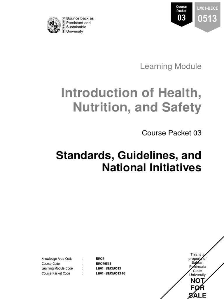 Introduction of Health, Nutrition, and Safety: Standards, Guidelines ...