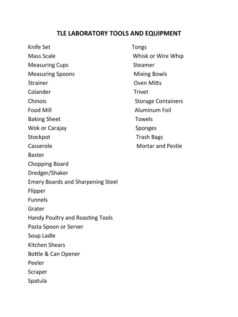 Tle Laboratory Tools and Equipment | PDF