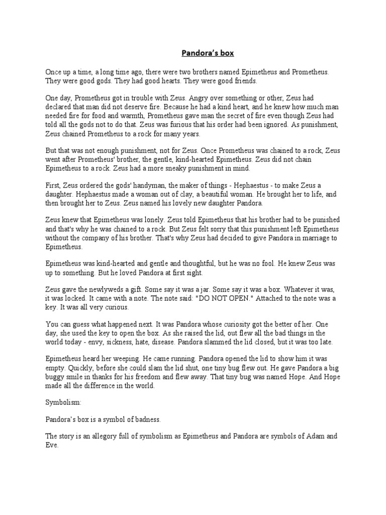 Pandora's Box | PDF | Prometheus | Mythology