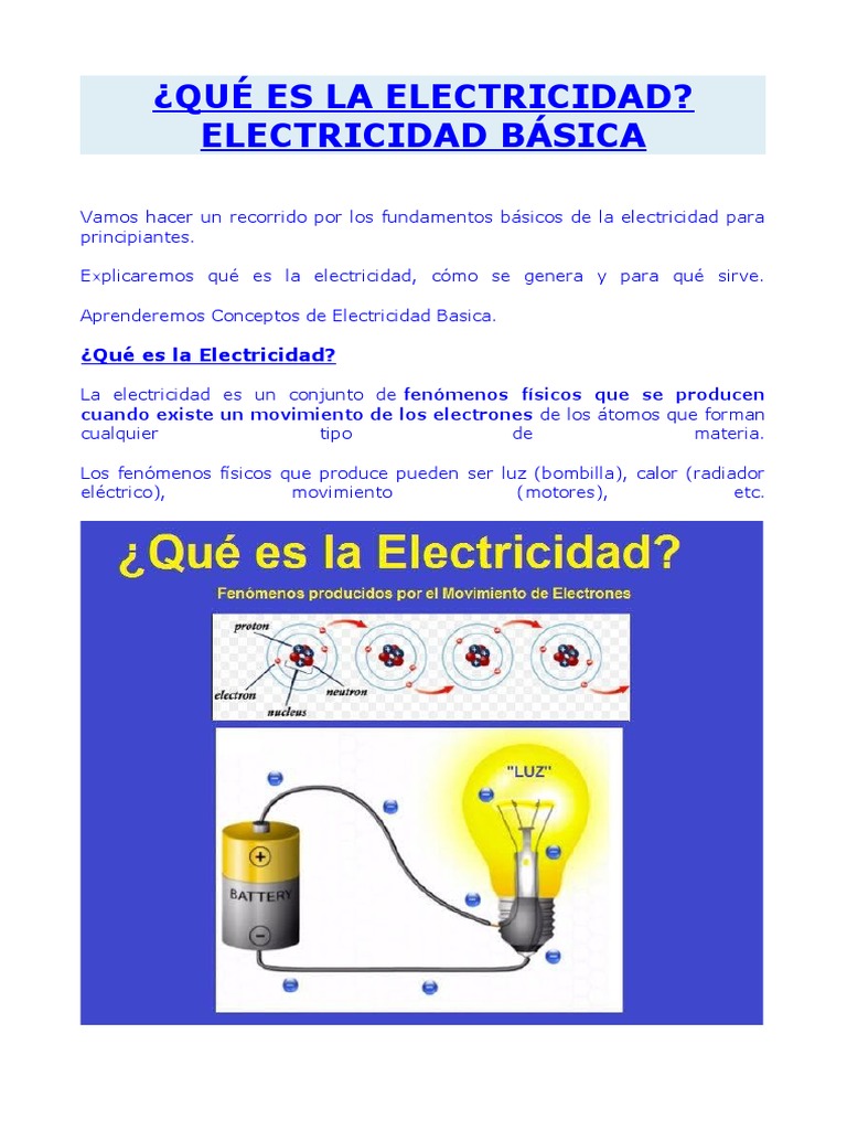 ¿Qué Es La Electricidad Electricidad Básica | PDF | Electricidad ...