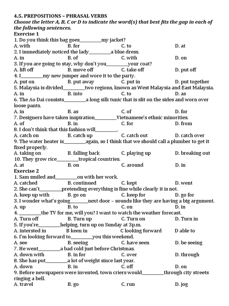 Prepositions - Phrasal Verbs | PDF